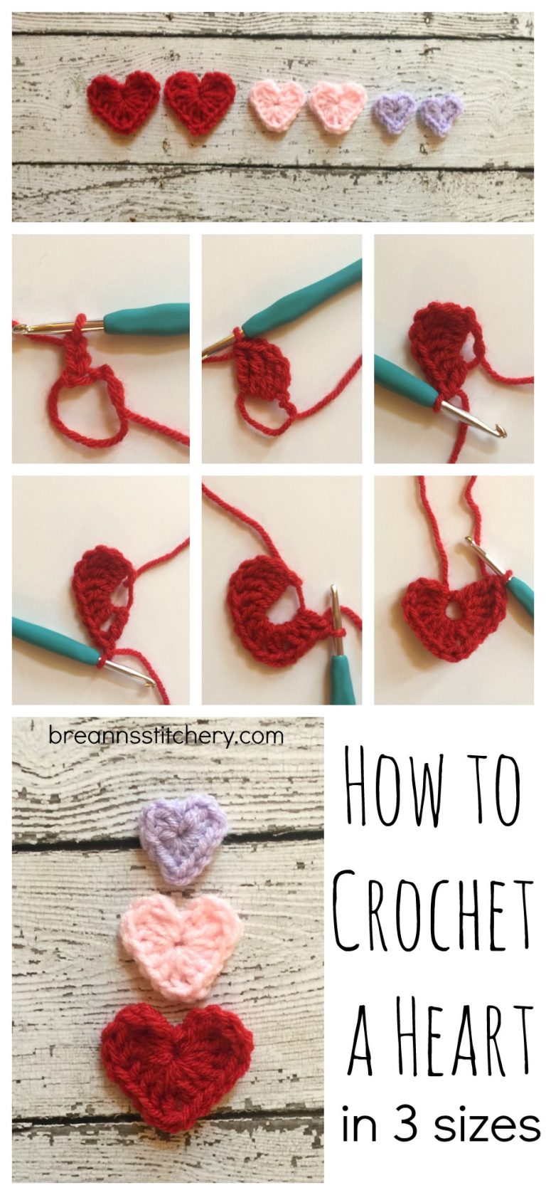 How to Crochet a Heart in 3 Sizes - Hooked on Homemade Happiness