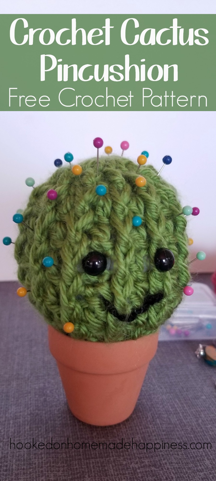 Crochet Cactus Pincushion - Hooked on Homemade Happiness