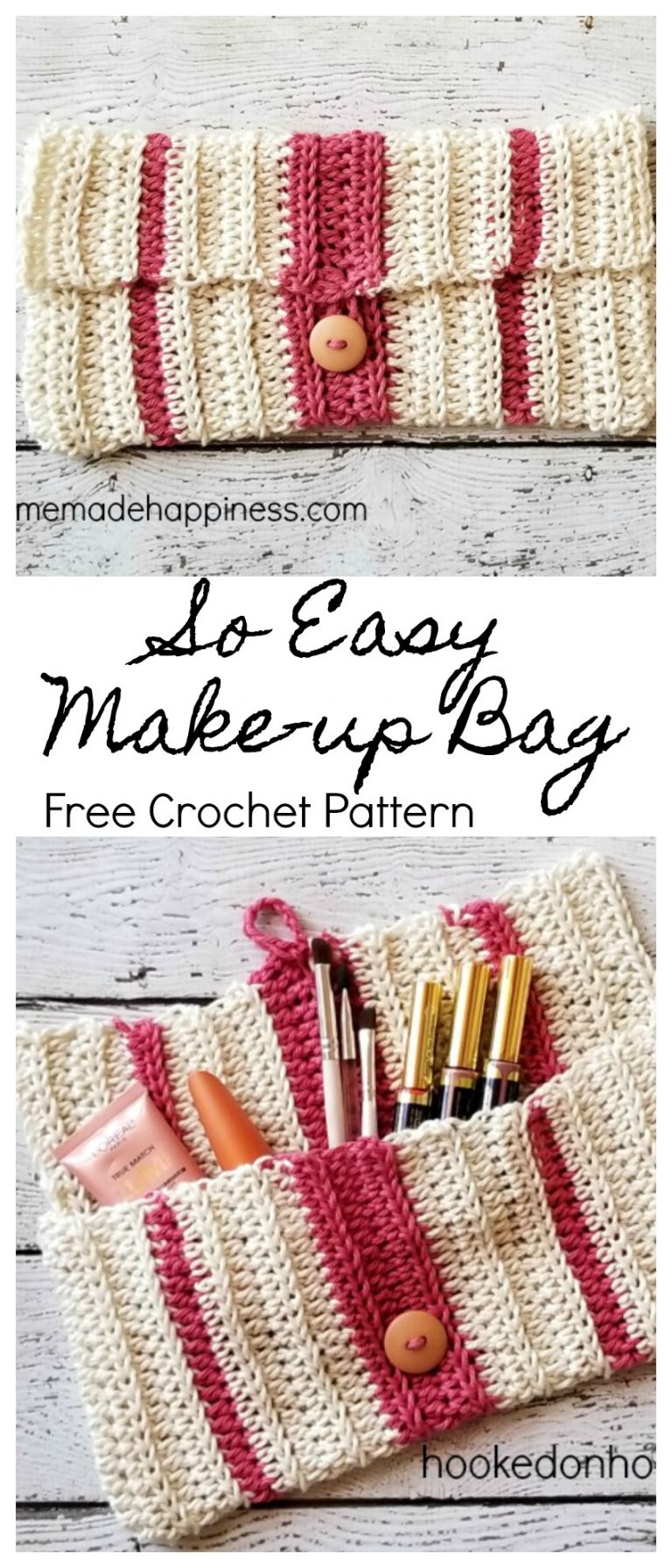 So Easy Crochet Make-up Bag - Hooked on Homemade Happiness
