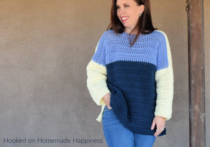 Oversized Color Block Crochet Sweater Pattern - Hooked on Homemade ...