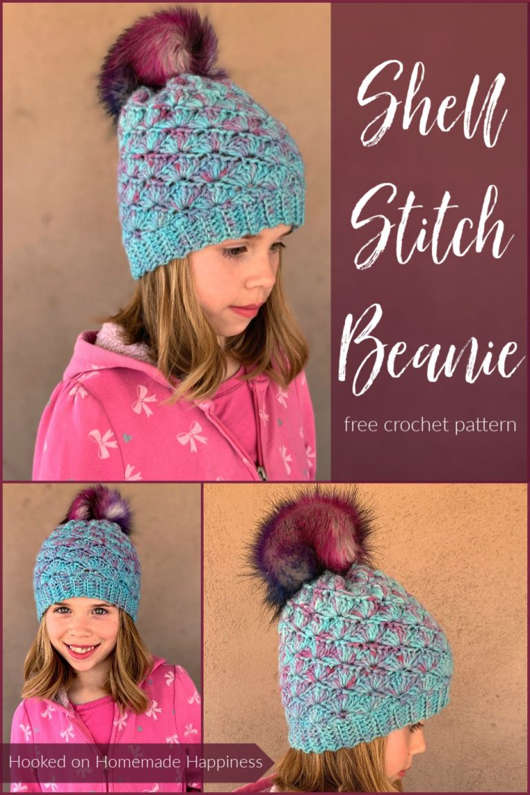 Shell Stitch Beanie Crochet Pattern - Hooked on Homemade Happiness