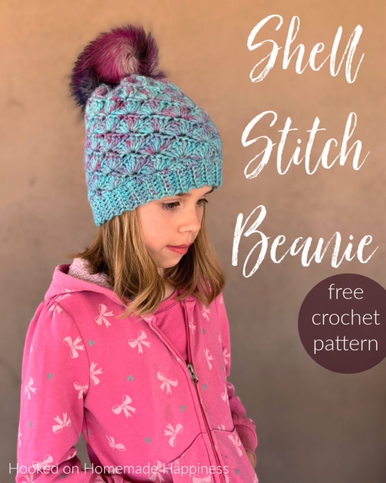 Shell Stitch Beanie Crochet Pattern - Hooked on Homemade Happiness