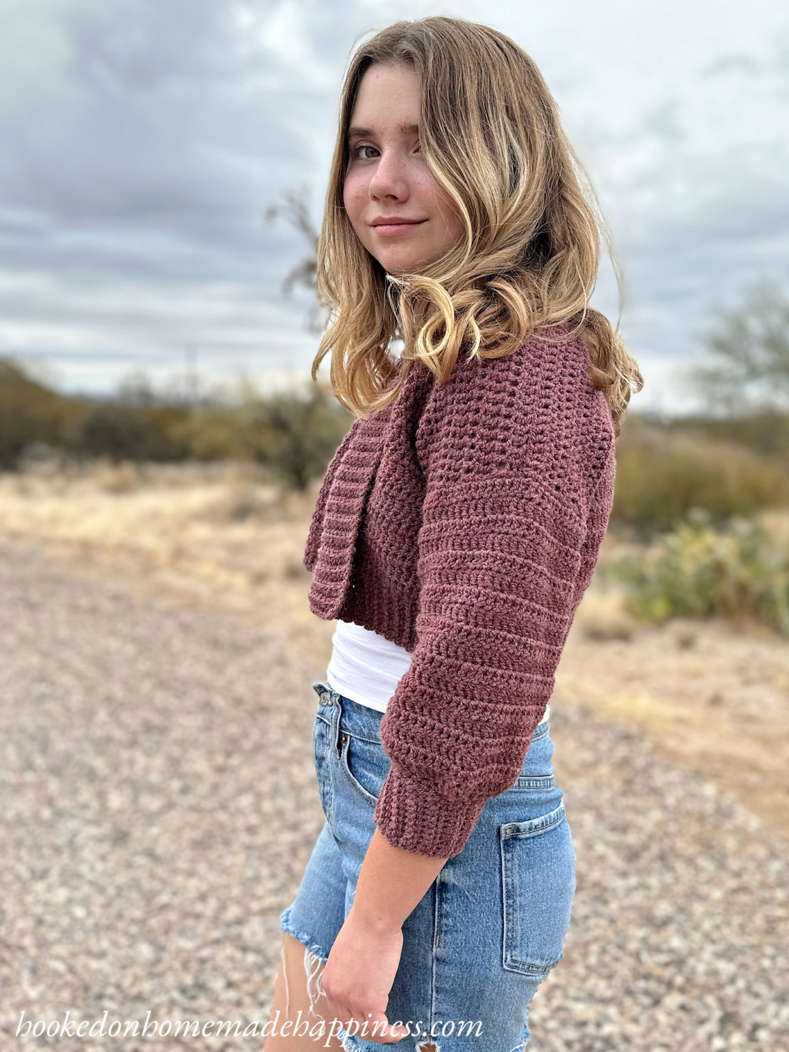 Cropped Cardi Crochet Pattern - Hooked on Homemade Happiness