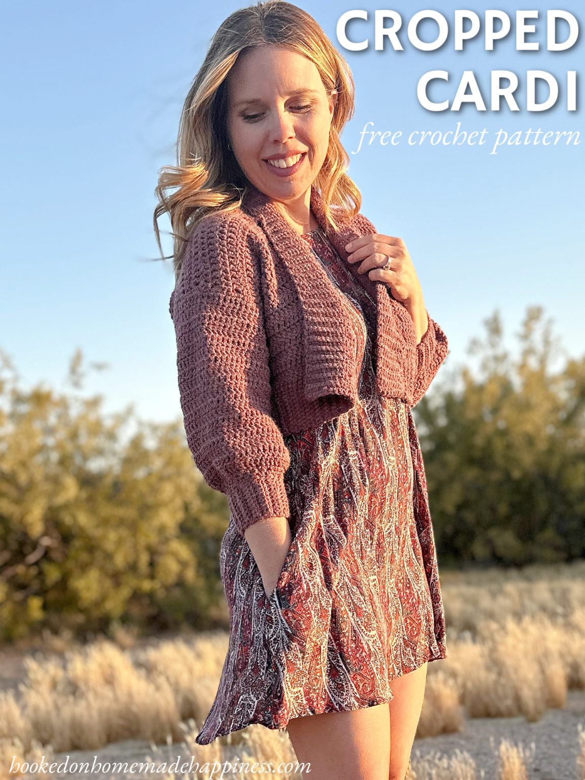 Cropped Cardi Crochet Pattern - Hooked on Homemade Happiness