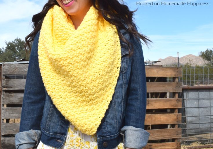 Lemon Peel Triangle Scarf Crochet Pattern - Hooked on Homemade Happiness