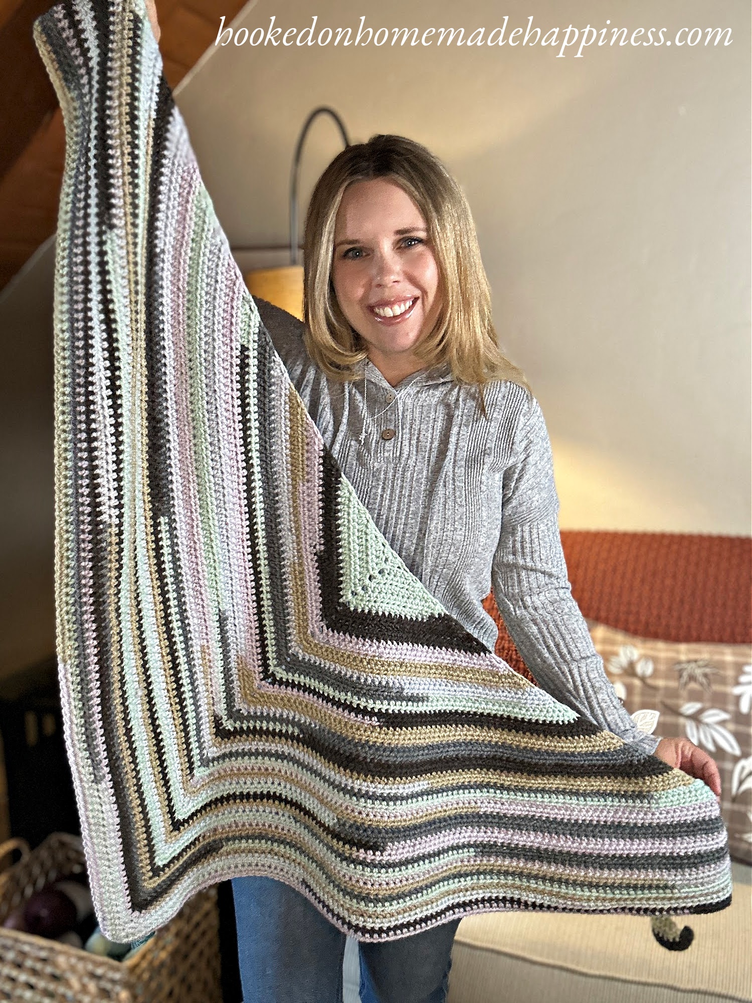 Easy All HDC Triangle Shawl Crochet Pattern - Hooked on Homemade Happiness