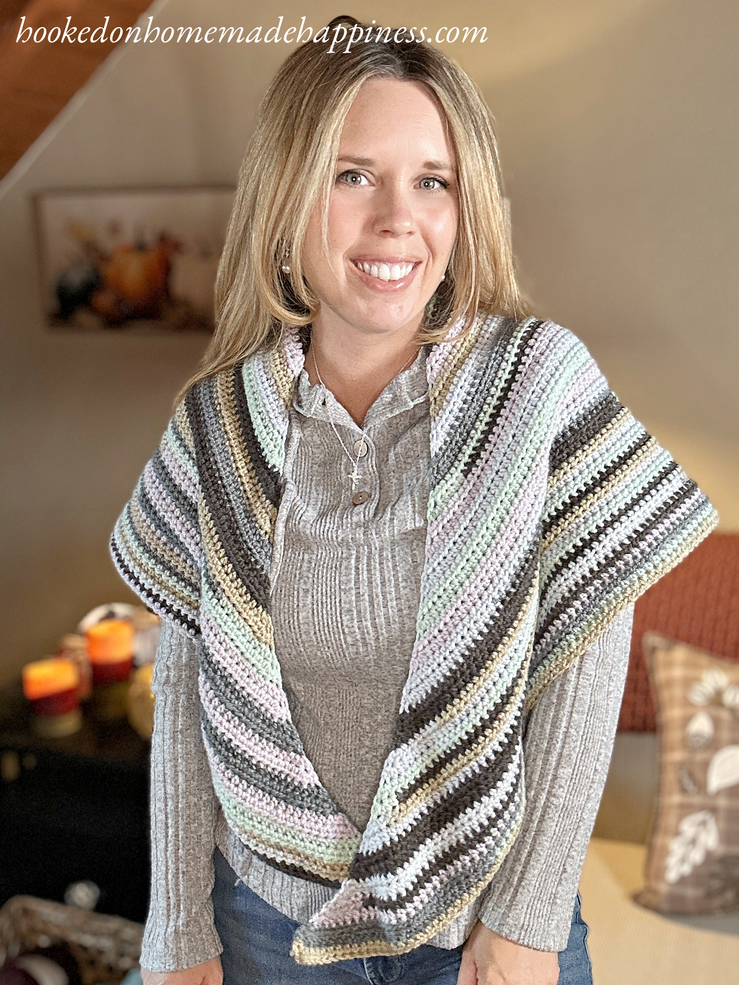 Easy All HDC Triangle Shawl Crochet Pattern - Hooked on Homemade Happiness