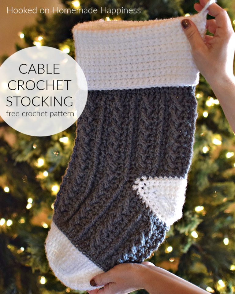 Cable Crochet Stocking Pattern - Hooked on Homemade Happiness