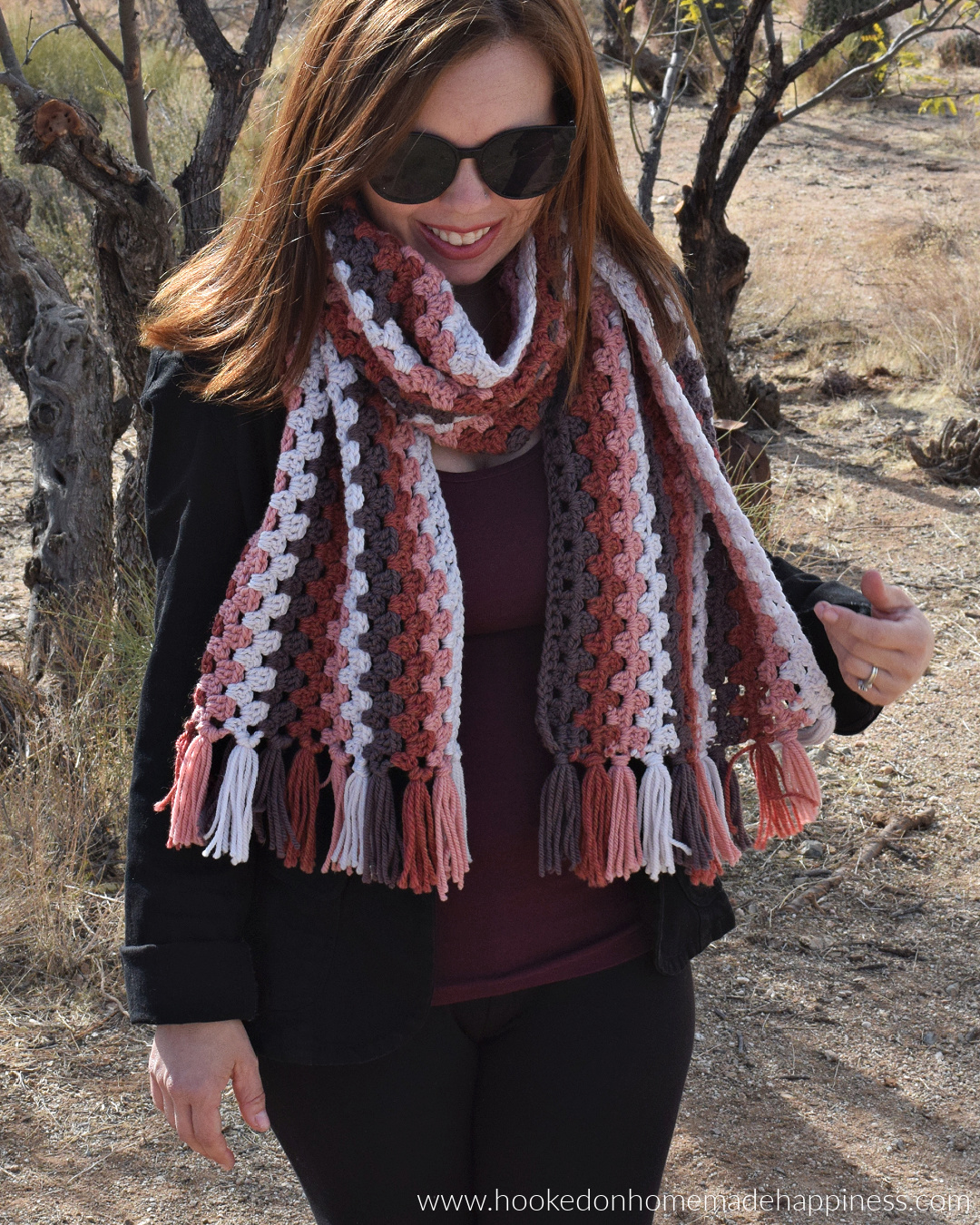 Granny Stripe Scarf Crochet Pattern - Hooked on Homemade Happiness