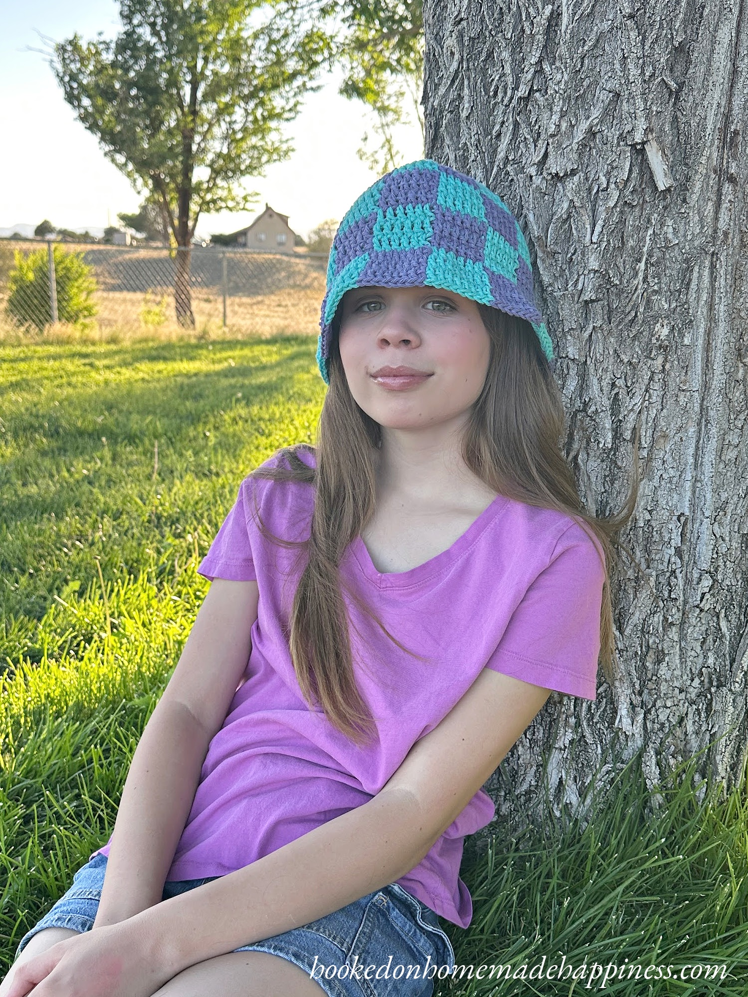Checkerboard Bucket Hat Crochet Pattern - Hooked on Homemade Happiness
