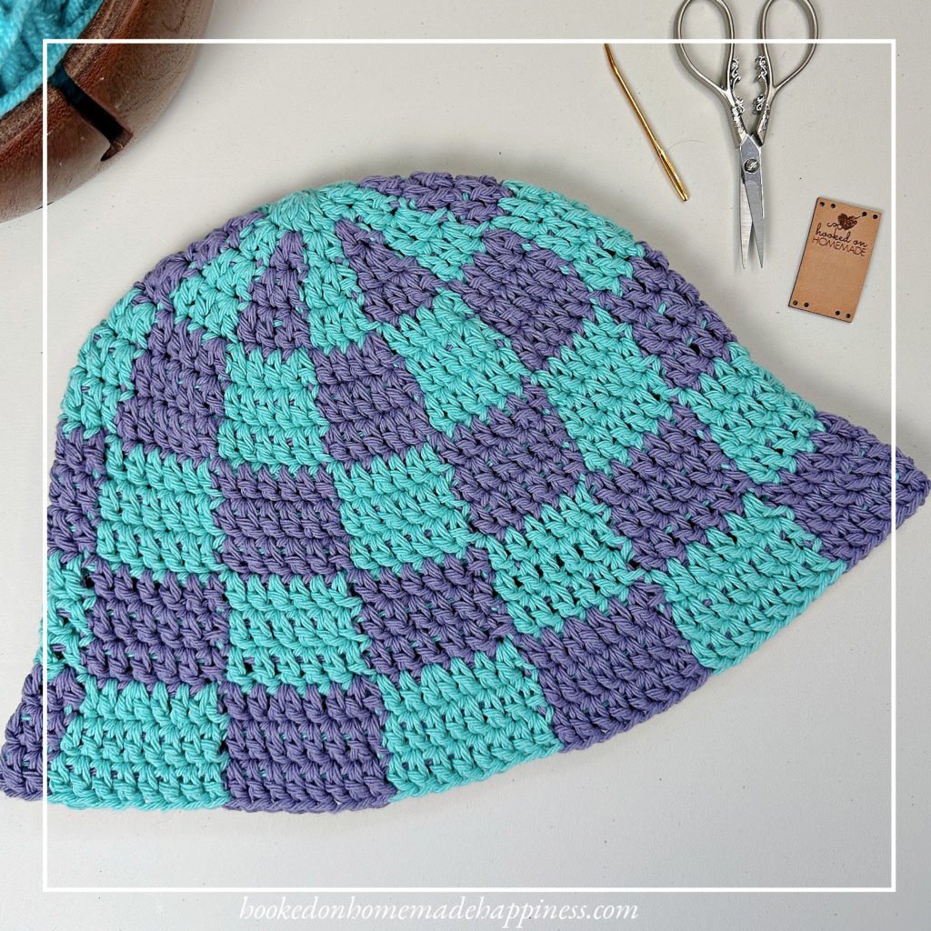 Checkerboard Bucket Hat Crochet Pattern - Hooked on Homemade Happiness