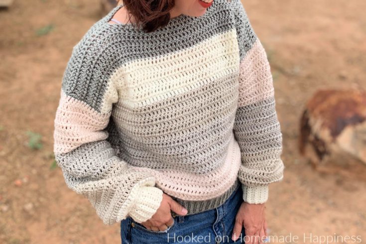 Simple Eyelet Sweater Crochet Pattern - Hooked on Homemade Happiness