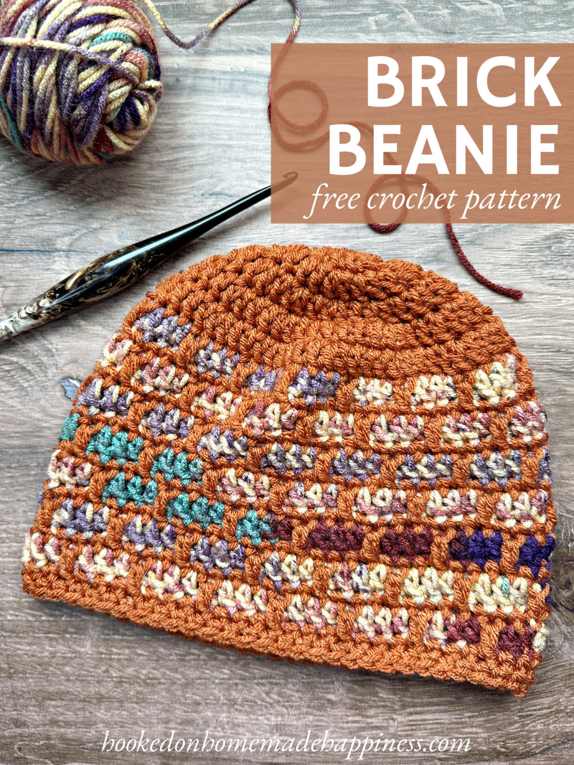 Brick Beanie Crochet Pattern - Hooked on Homemade Happiness