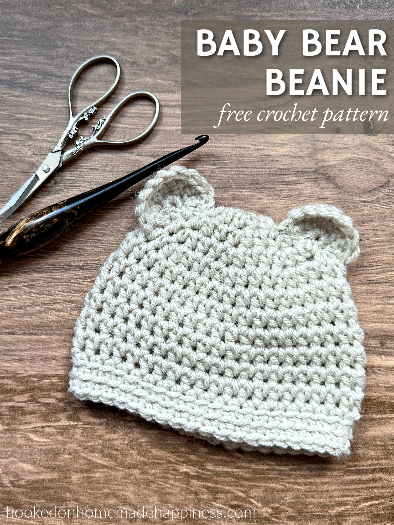 Baby Bear Beanie Crochet Pattern - Hooked on Homemade Happiness