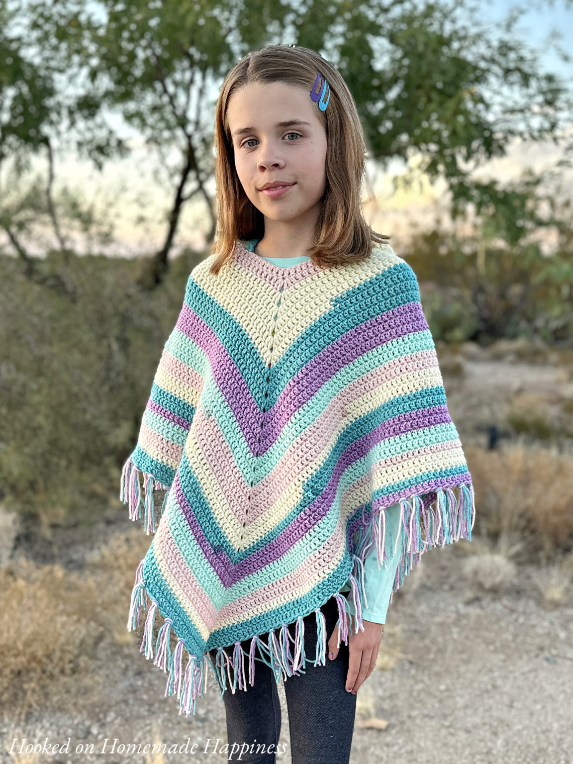 Easy All Double Crochet Kid's Hooded Poncho Crochet Pattern - Hooked on ...