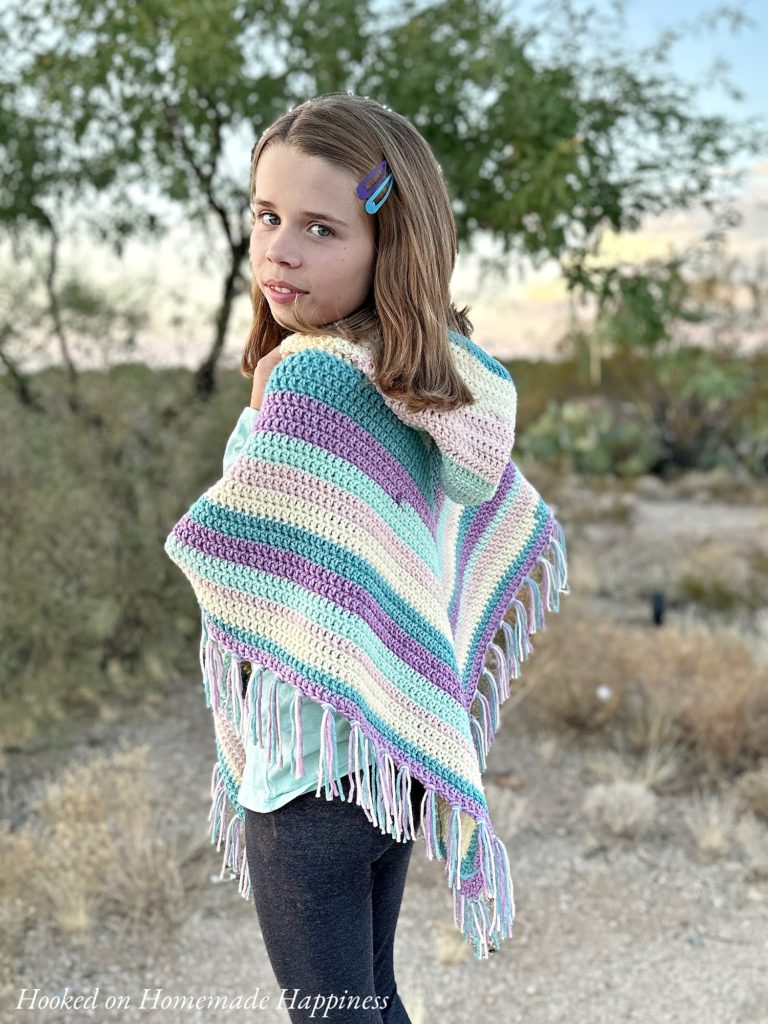 Easy All Double Crochet Kid's Hooded Poncho Crochet Pattern - Hooked on ...