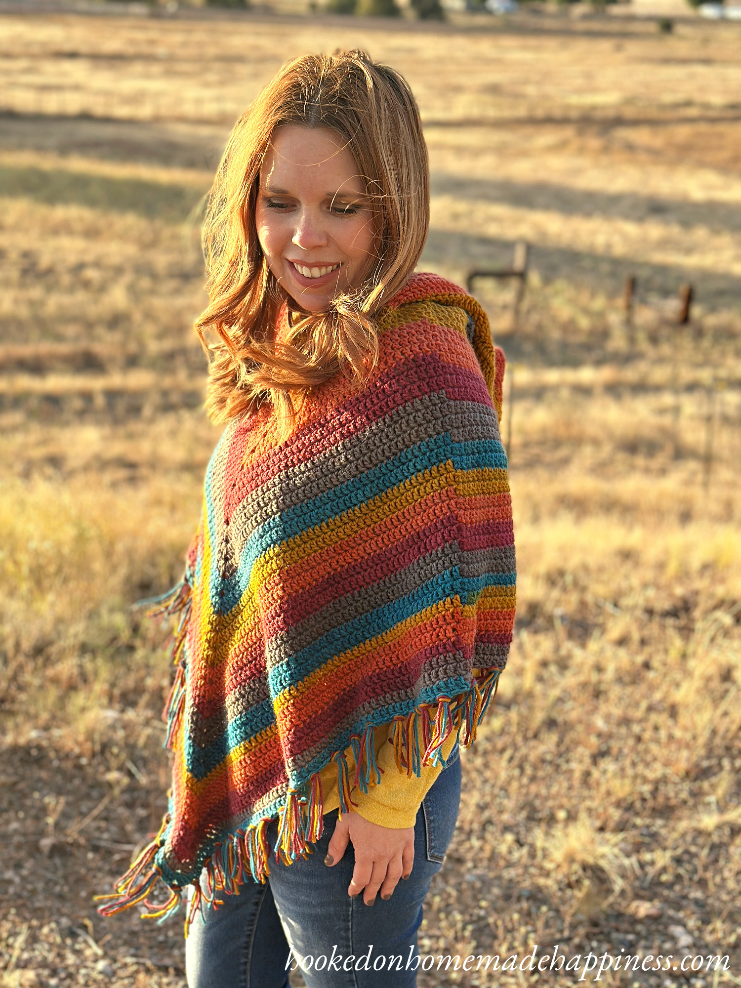 Easy All Double Crochet Hooded Poncho – Free Crochet Pattern Using ...