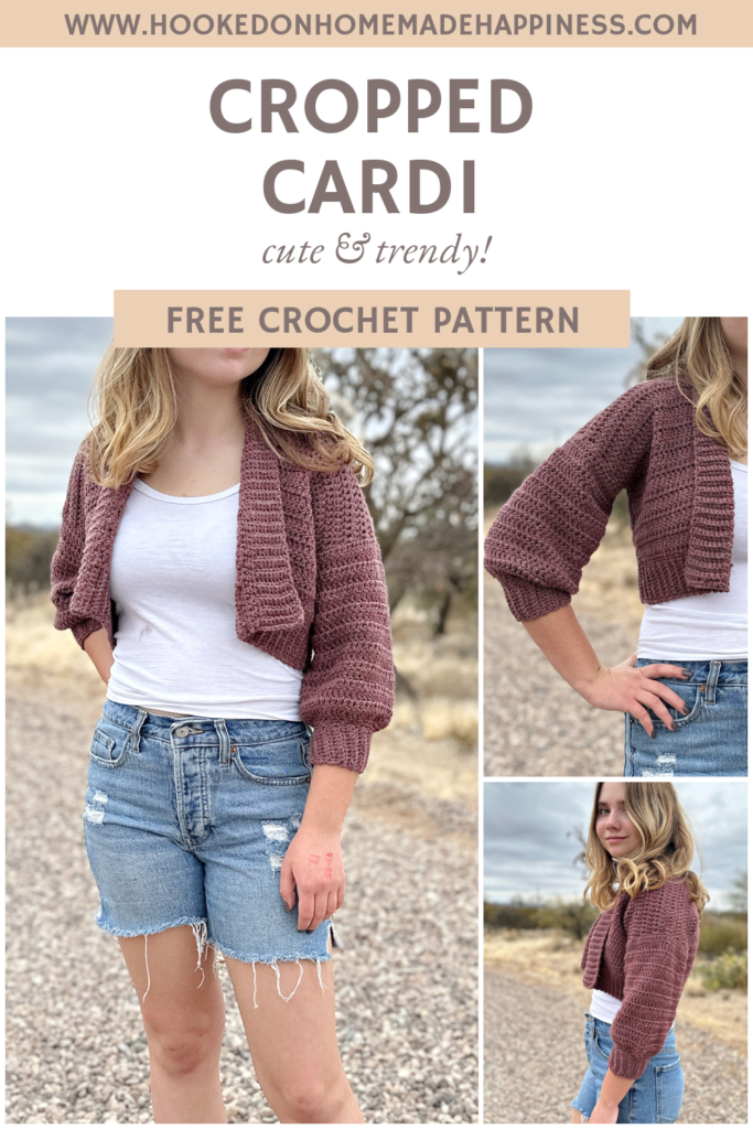 Cropped Cardi Crochet Pattern - Hooked on Homemade Happiness