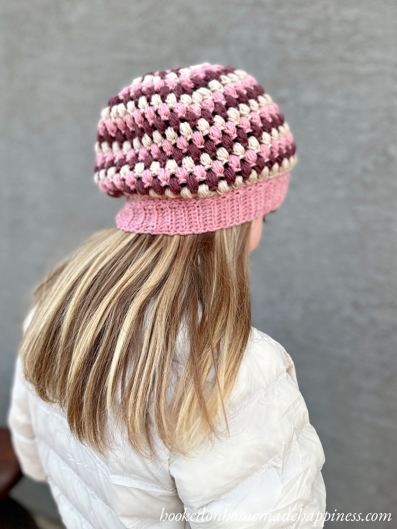 Puff Stitch Slouchy Beanie Crochet Pattern - Hooked on Homemade Happiness