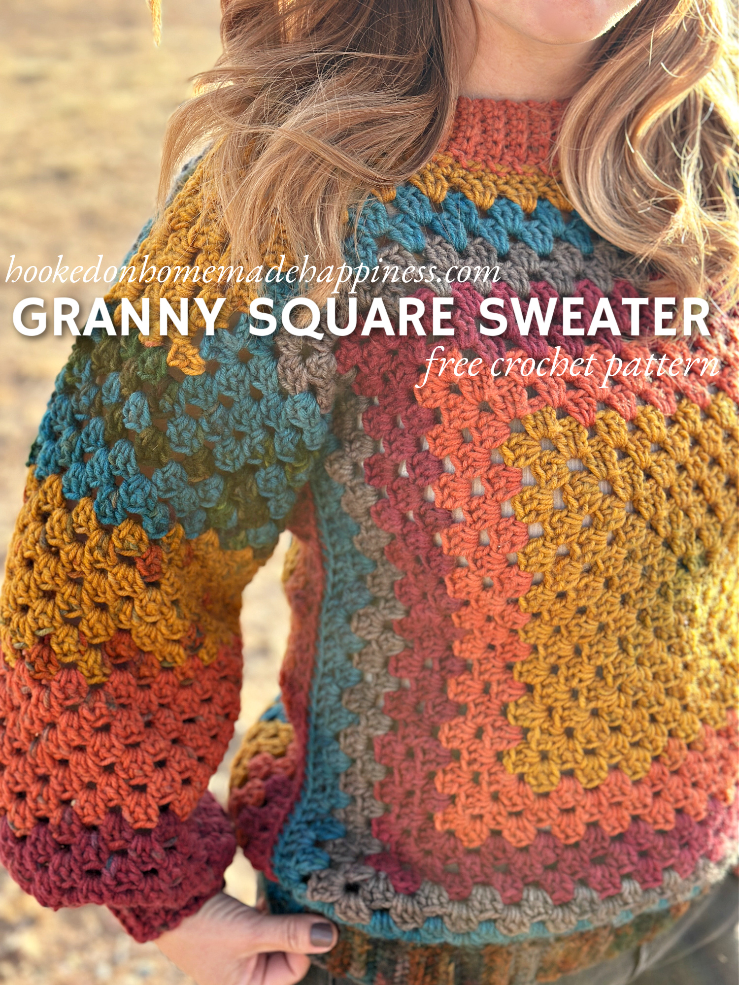 Easy Granny Square Sweater Crochet Pattern - Hooked on Homemade Happiness
