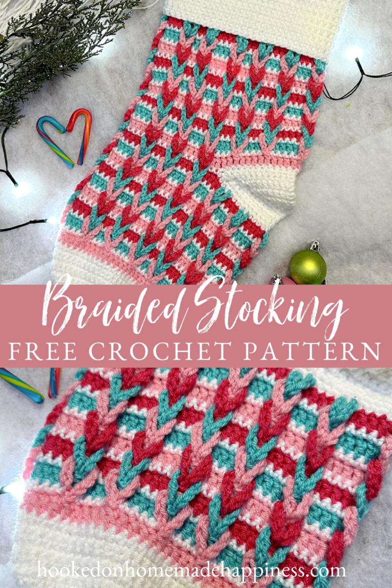Braided Christmas Stocking Crochet Pattern - Hooked on Homemade Happiness