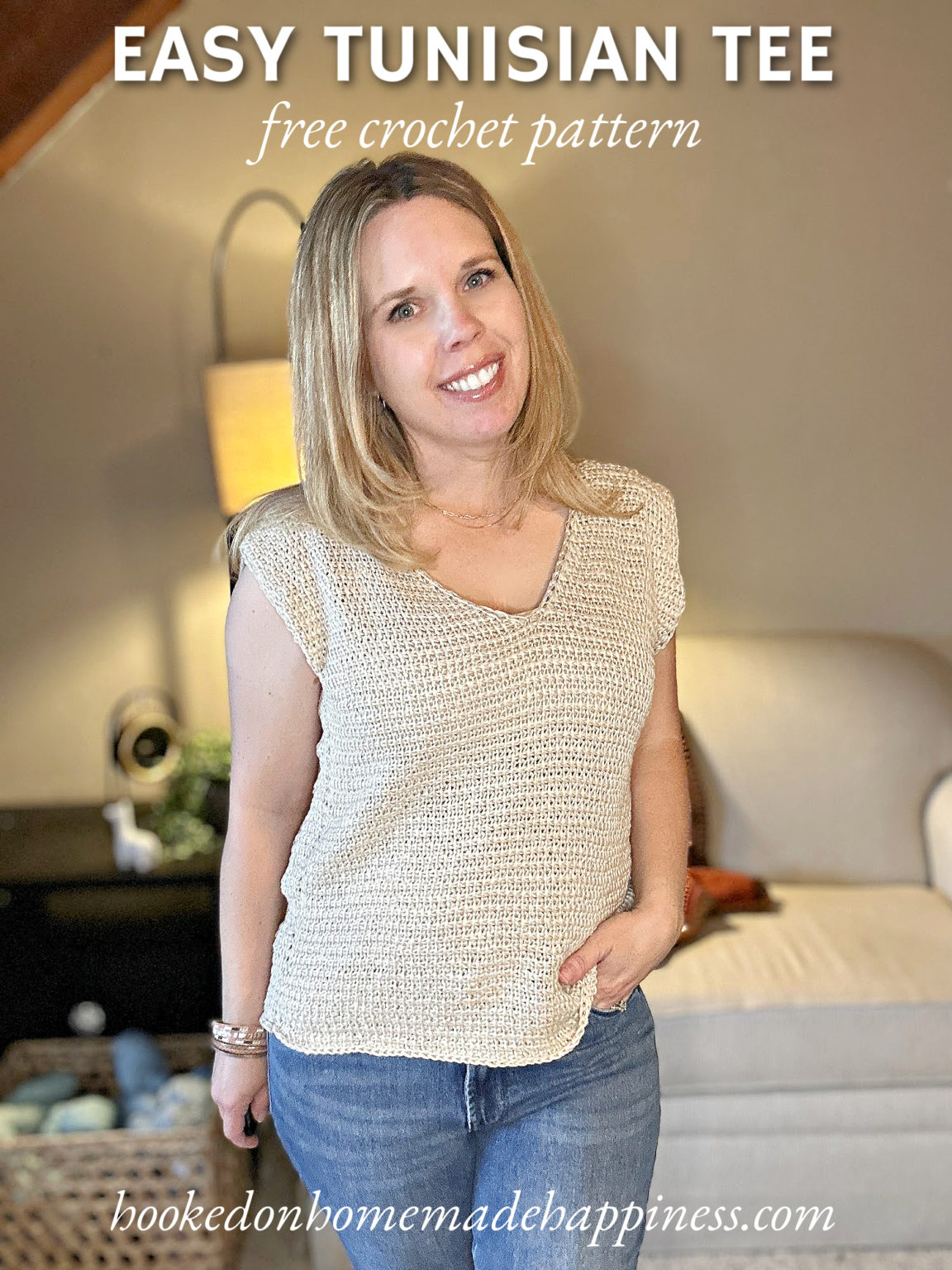 Easy Tunisian Tee Crochet Pattern - Hooked on Homemade Happiness