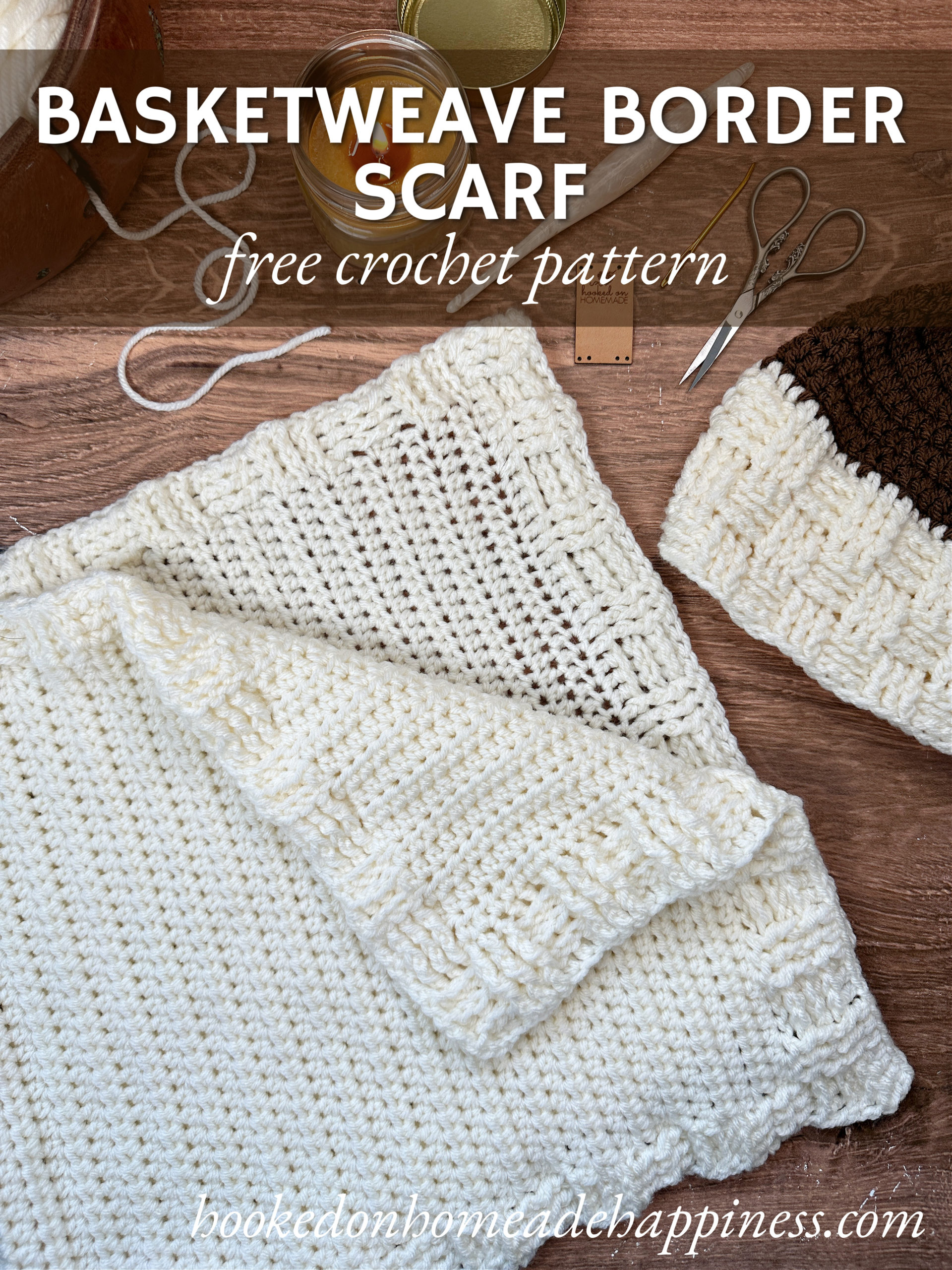 Basketweave Border Scarf Crochet Pattern - Hooked on Homemade Happiness