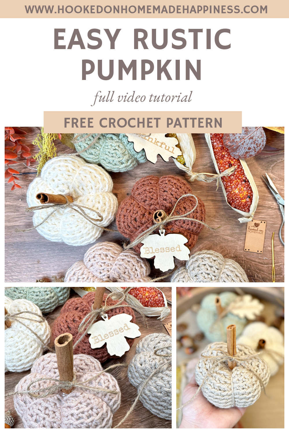 Rustic Pumpkin Crochet Pattern – Easy Crochet Pumpkin Tutorial - Hooked ...