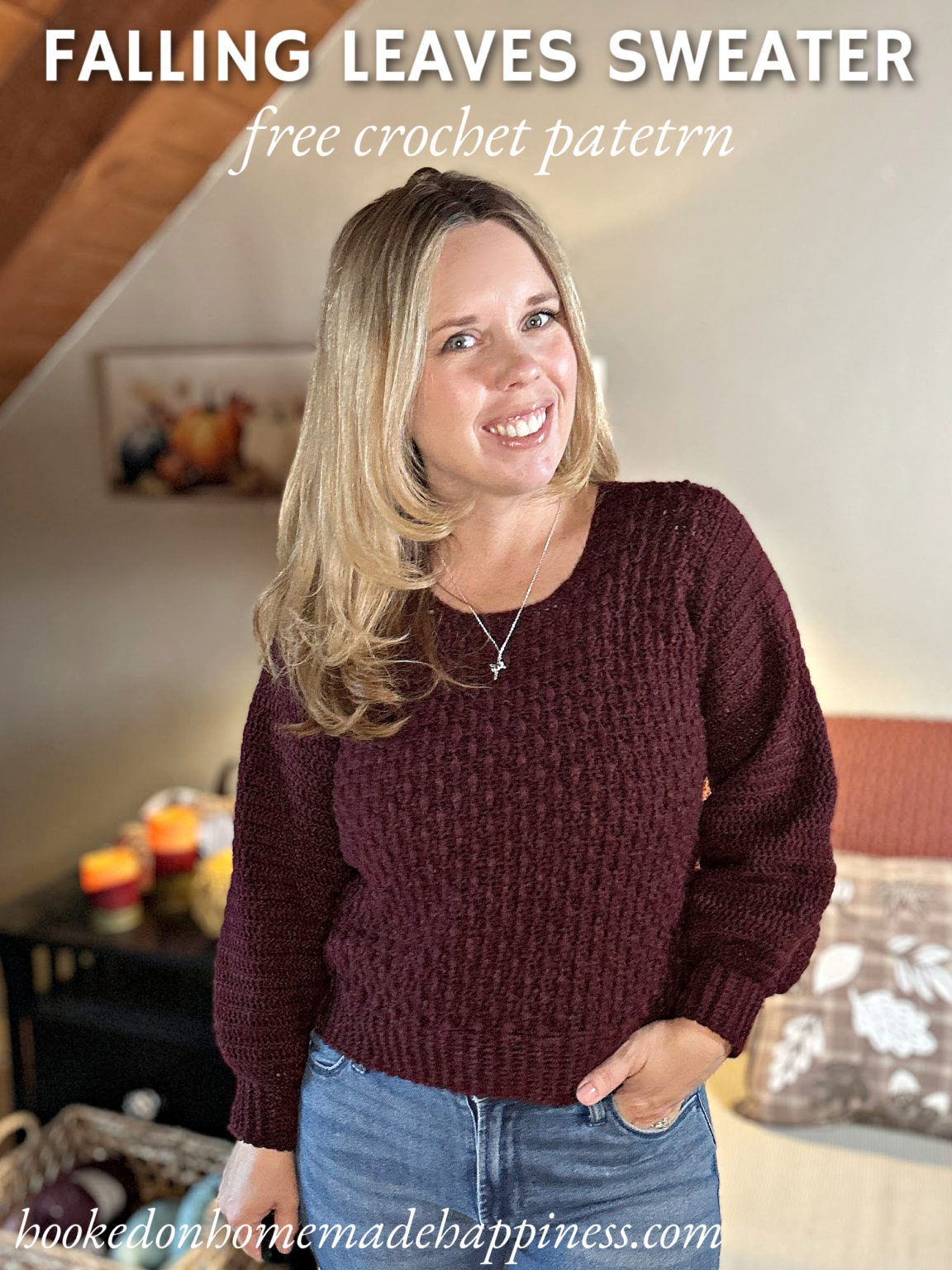 Falling Leaves Sweater Crochet Pattern - Hooked on Homemade Happiness