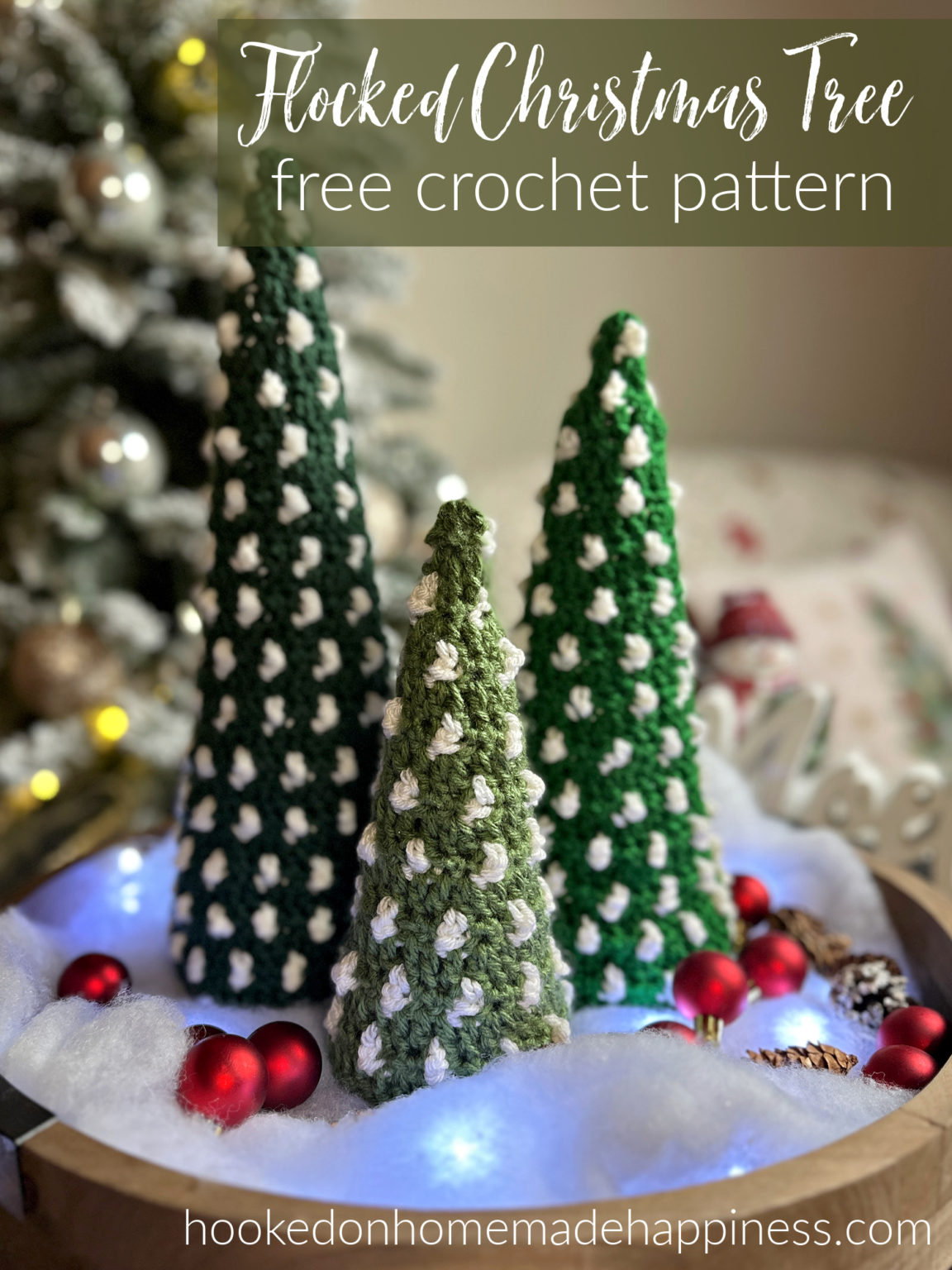 Flocked Christmas Tree Crochet Pattern - Hooked on Homemade Happiness