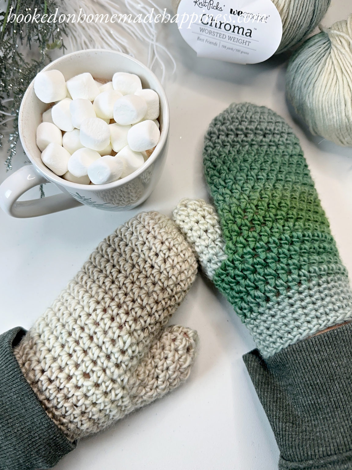 Easy Beginner Mittens Crochet Pattern - Hooked on Homemade Happiness