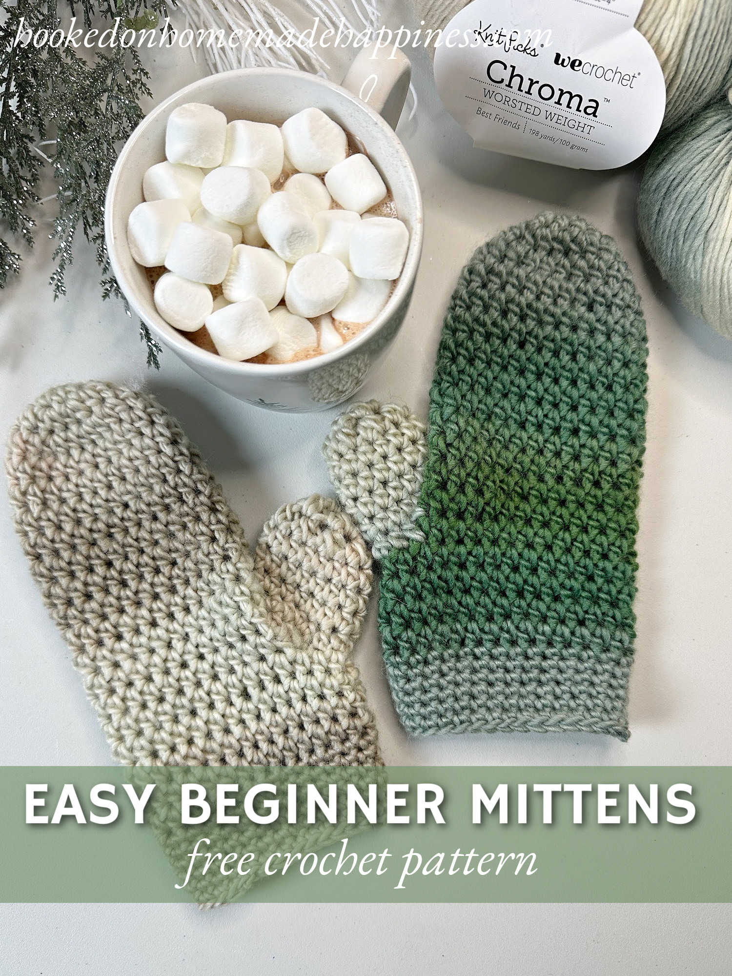 Easy Beginner Mittens Crochet Pattern - Hooked on Homemade Happiness