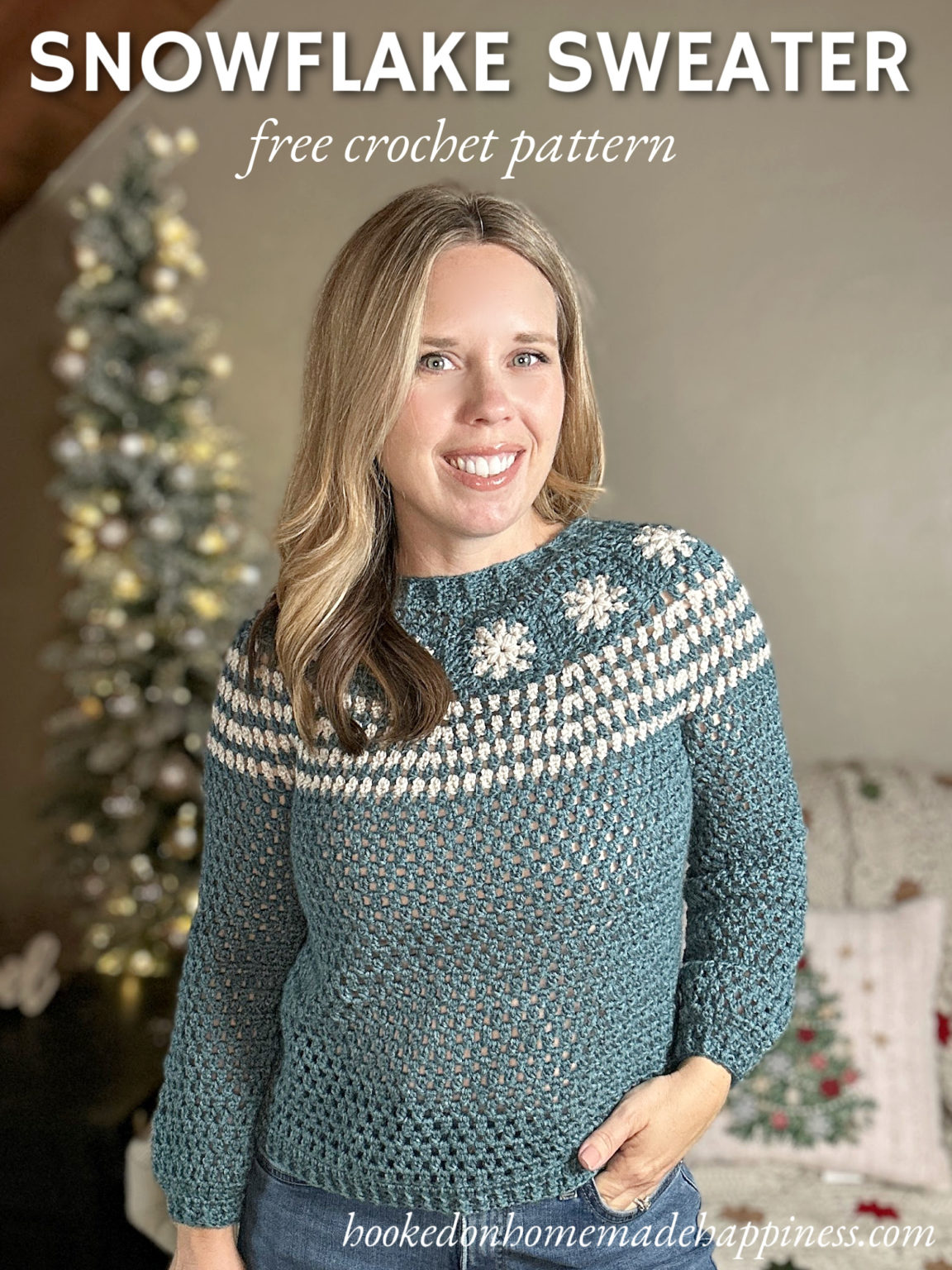 Winter Snowflake Crochet Sweater Pattern - Hooked on Homemade Happiness